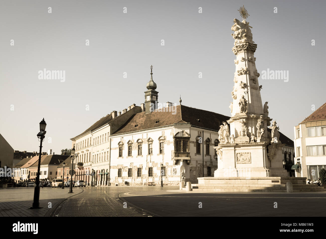 Square and monument of the Holy Trinity, Budapest, Hungary Stock Photo ...