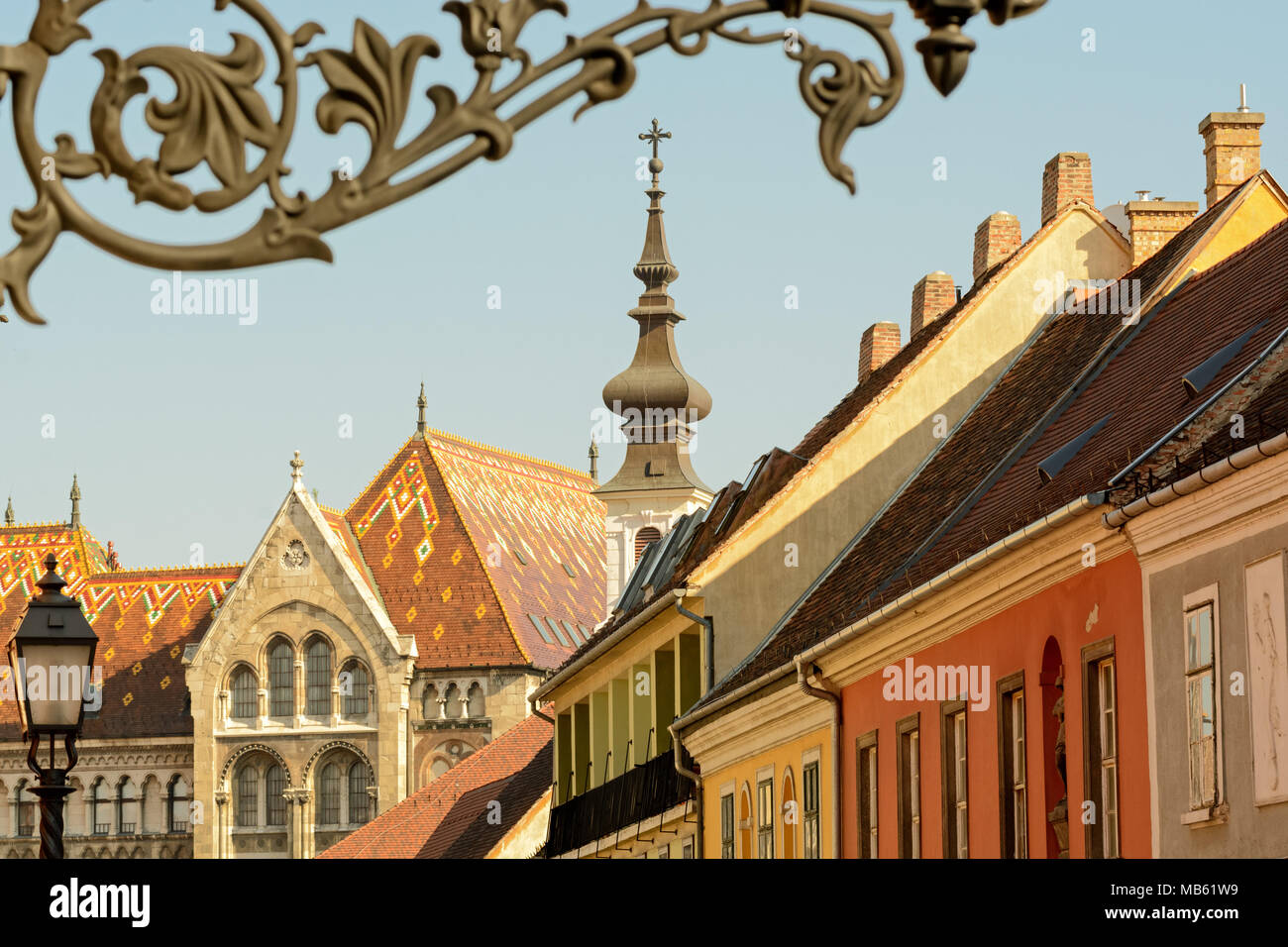 Historic architecture details, Fortuna street, Budapest, Hungary Stock ...