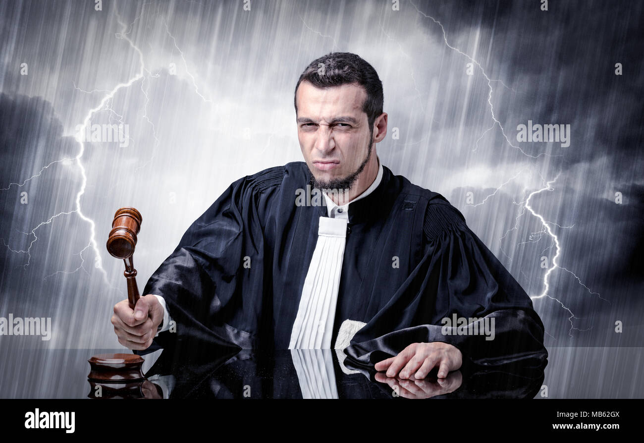 Young handsome judge with stormy wallpaper Stock Photo - Alamy