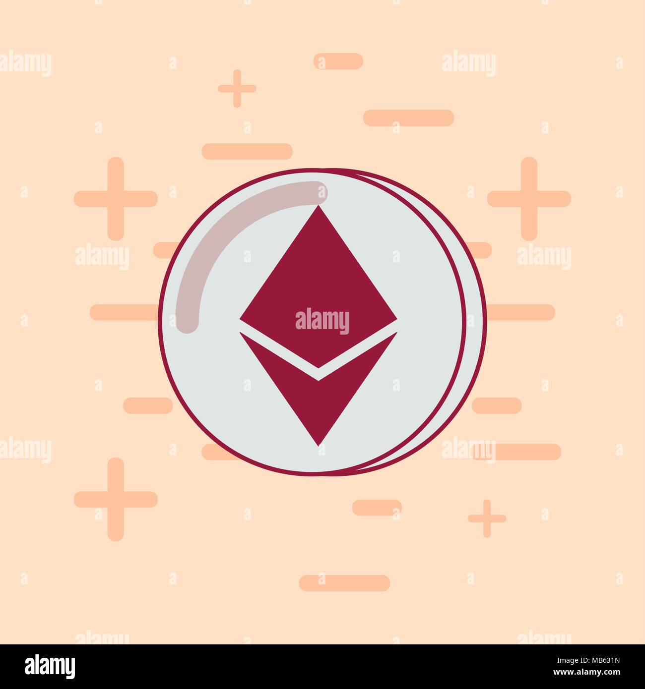 ethereum coin over pink background, colorful design. vector ...
