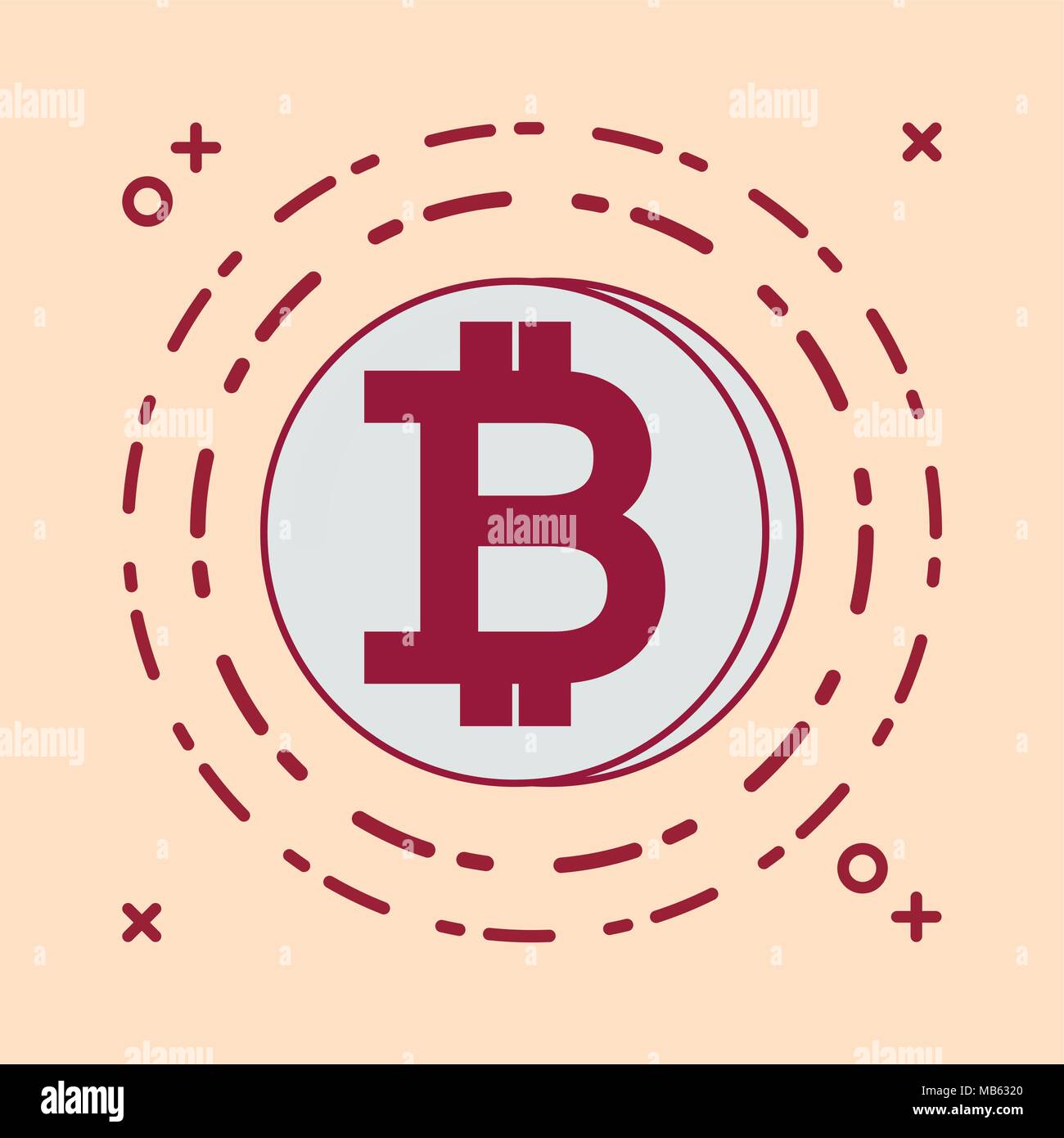 bitcoin coin over pink background, colorful design. vector illustration ...