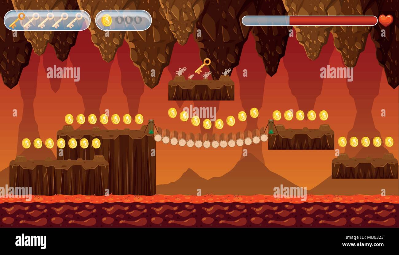 A Lava Cave Game Template illustration Stock Vector Image & Art - Alamy