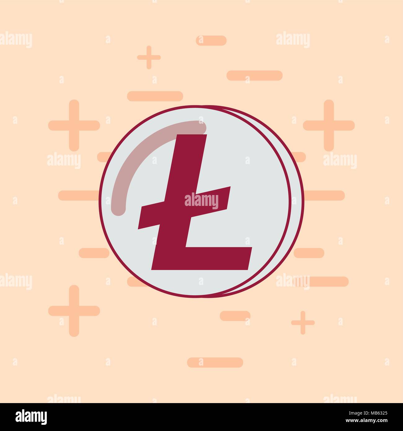 litcoin coin over pink background, colorful design. vector illustration ...