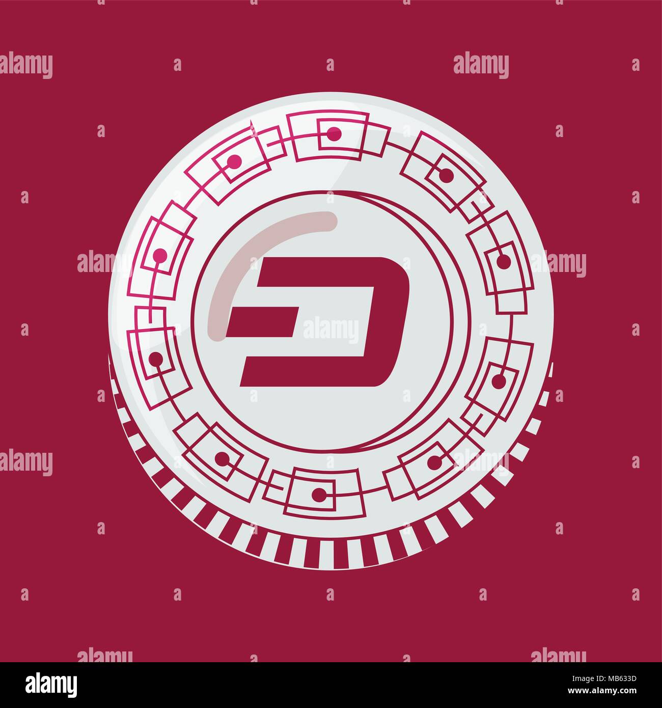 dash coin over red background, colorful design. vector illustration ...