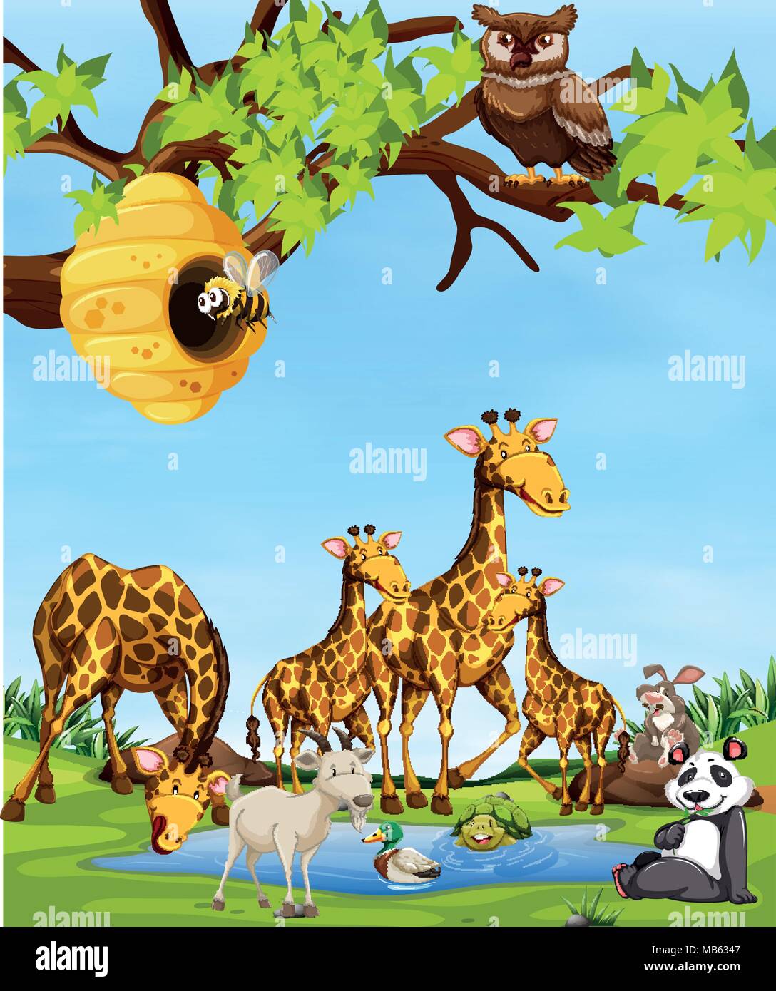 Wildlife nature animals scene illustration Stock Vector Image & Art - Alamy
