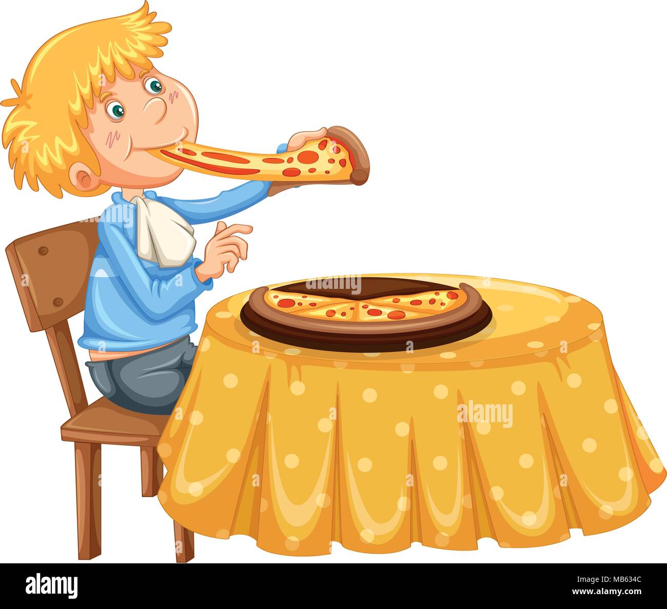 A Man Eating Pizza on White Background illustration Stock Vector Image ...