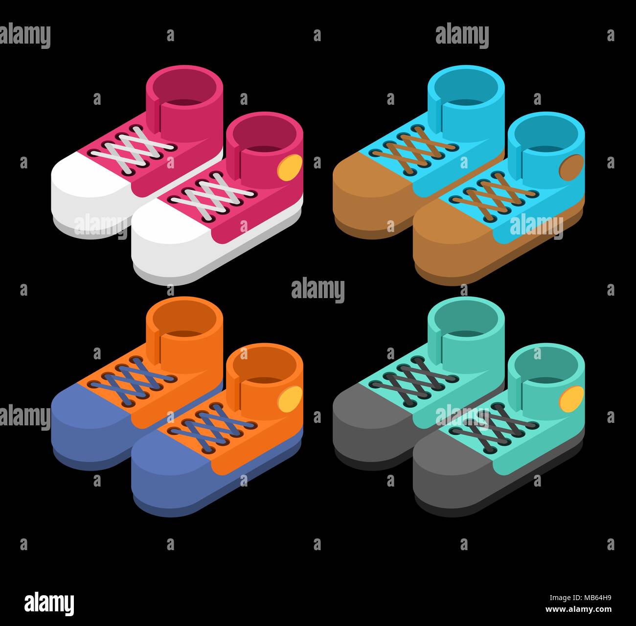 Sneakers set isometric style. Sport shoes isolated. Vector illustration ...