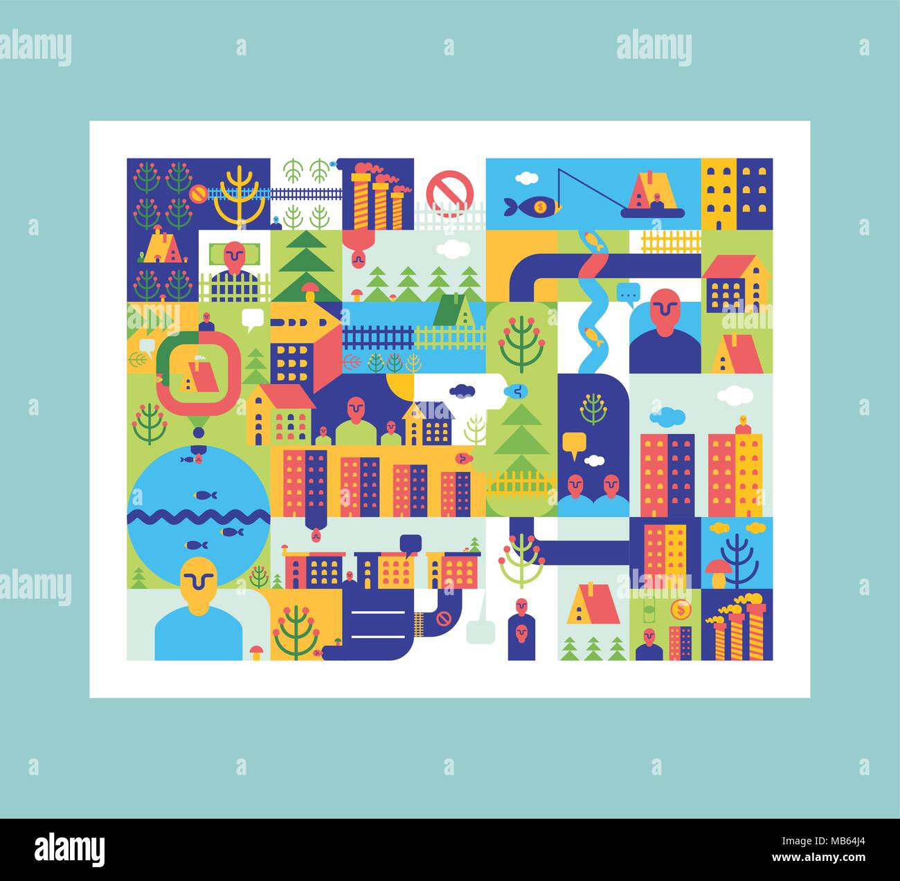 City map Abstract. Town background. Road and street. House and ...