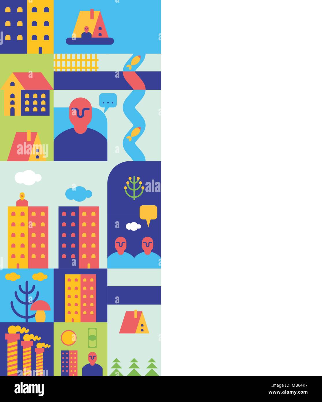 City template for presentation. Town background. Road and street. House ...