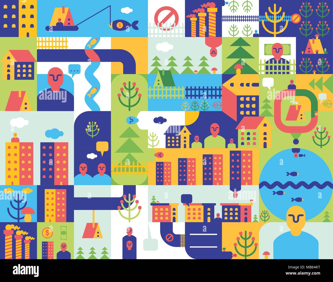 City seamless pattern. Place map texture. Town background. Road and ...