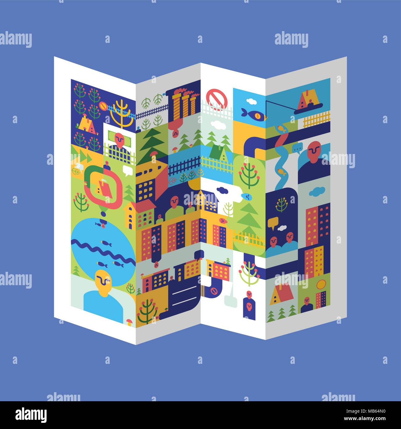 City map. Local card. House and building. Vector illustration Stock ...