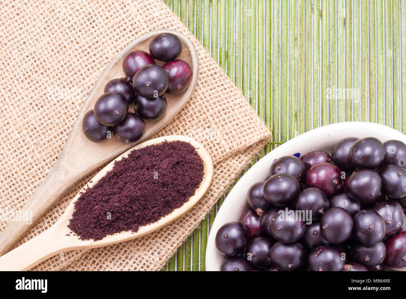 berries and acai powder, fruit of Amazonian origin Stock Photo - Alamy