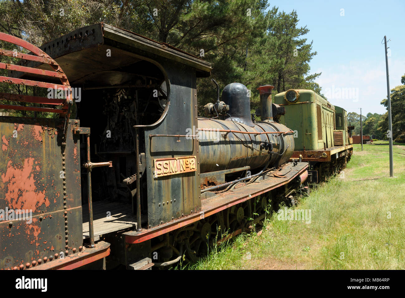 State Saw Mills steam engine SSM No. 2 slowly rusting away in a rail ...