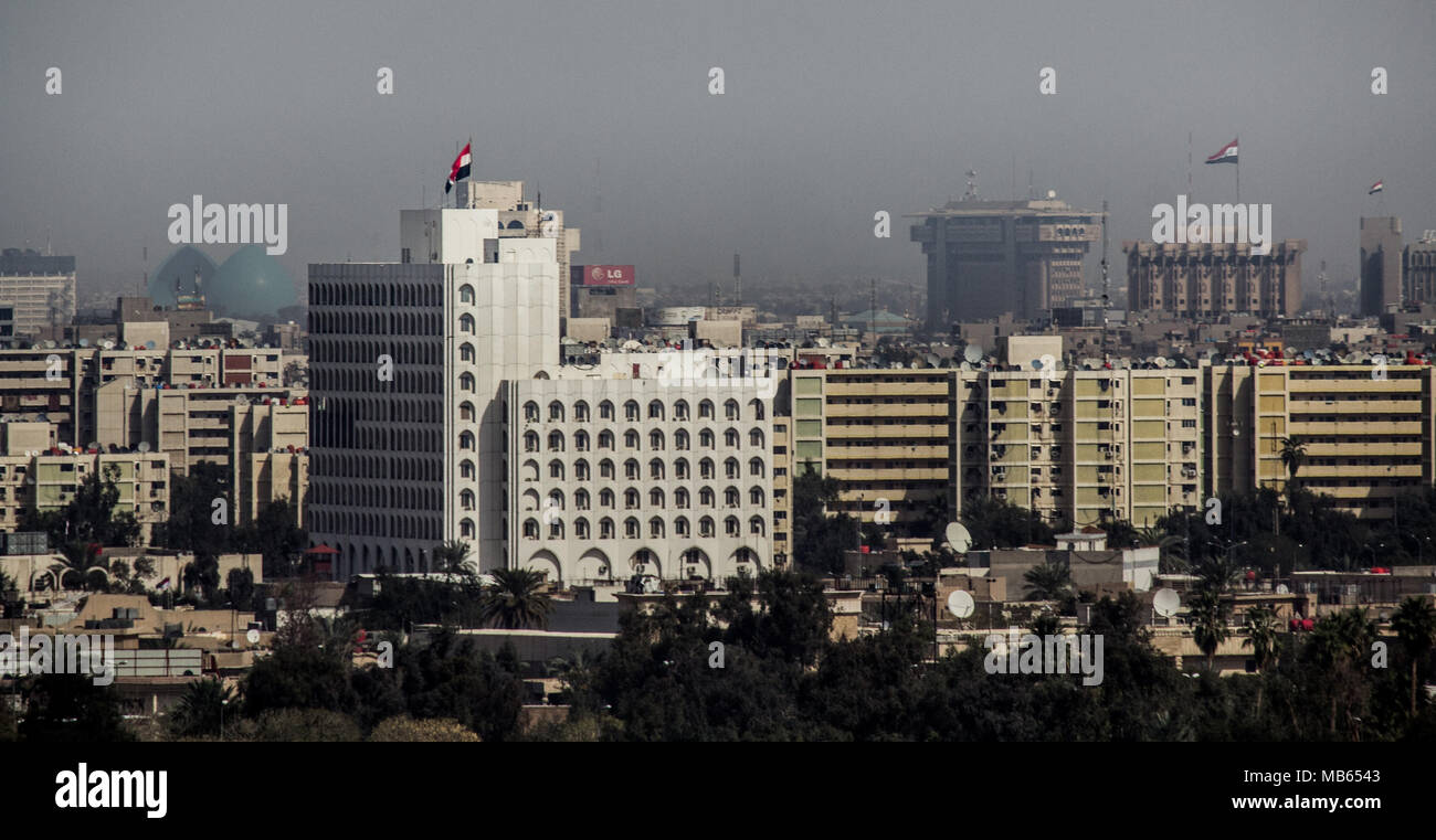 Aerial photo of the city of Baghdad, and shows where residential ...