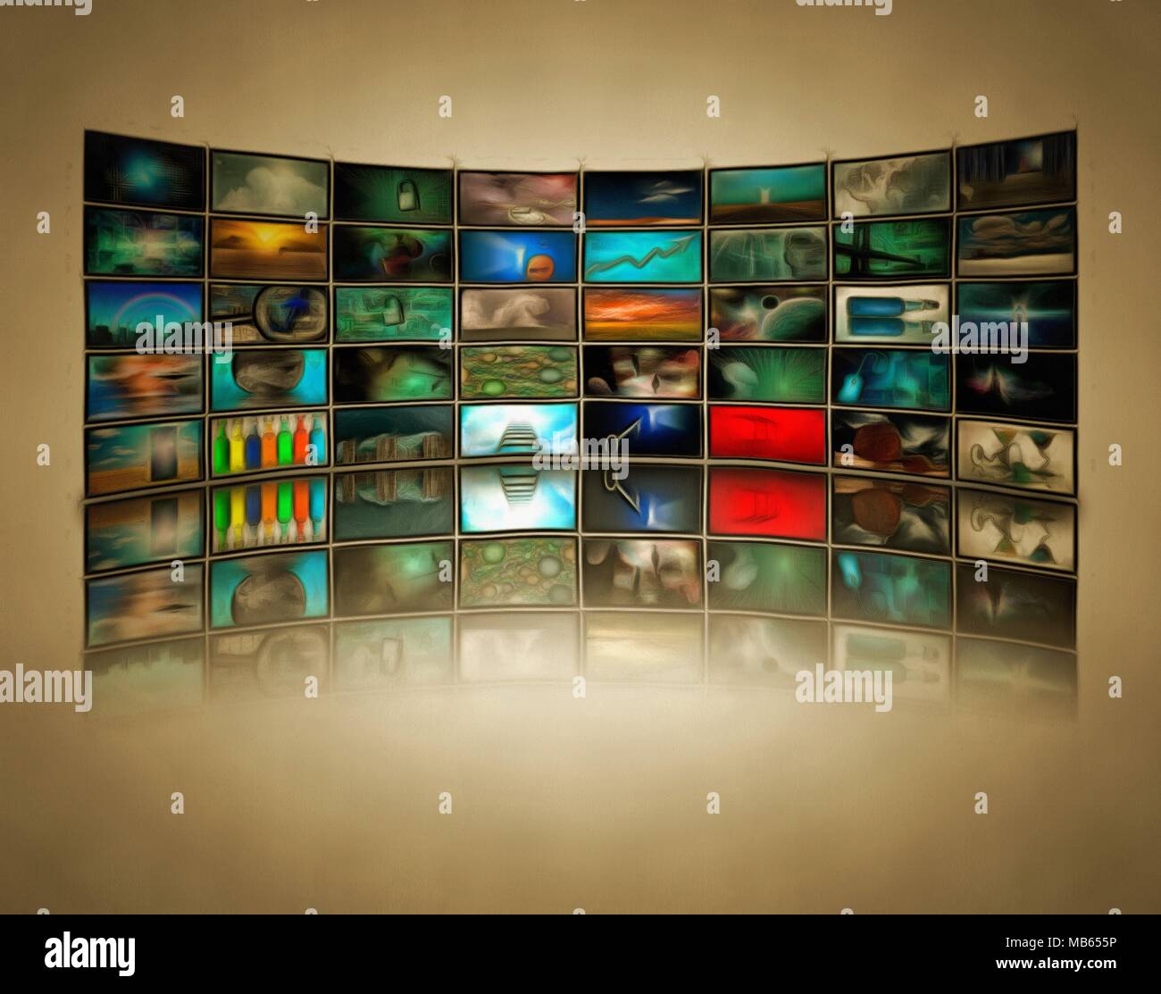 Wall of TV's screens Stock Photo - Alamy