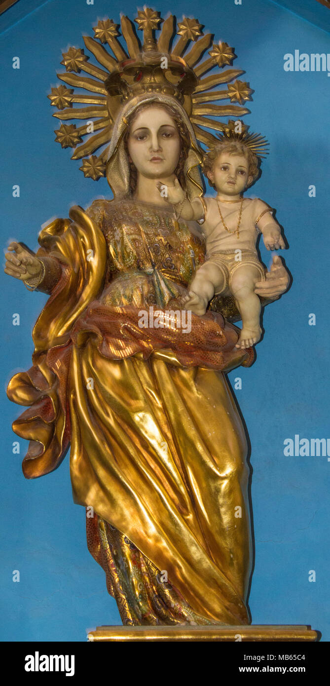 Picture of a statue of the Virgin Mary in one of the churches of the ...