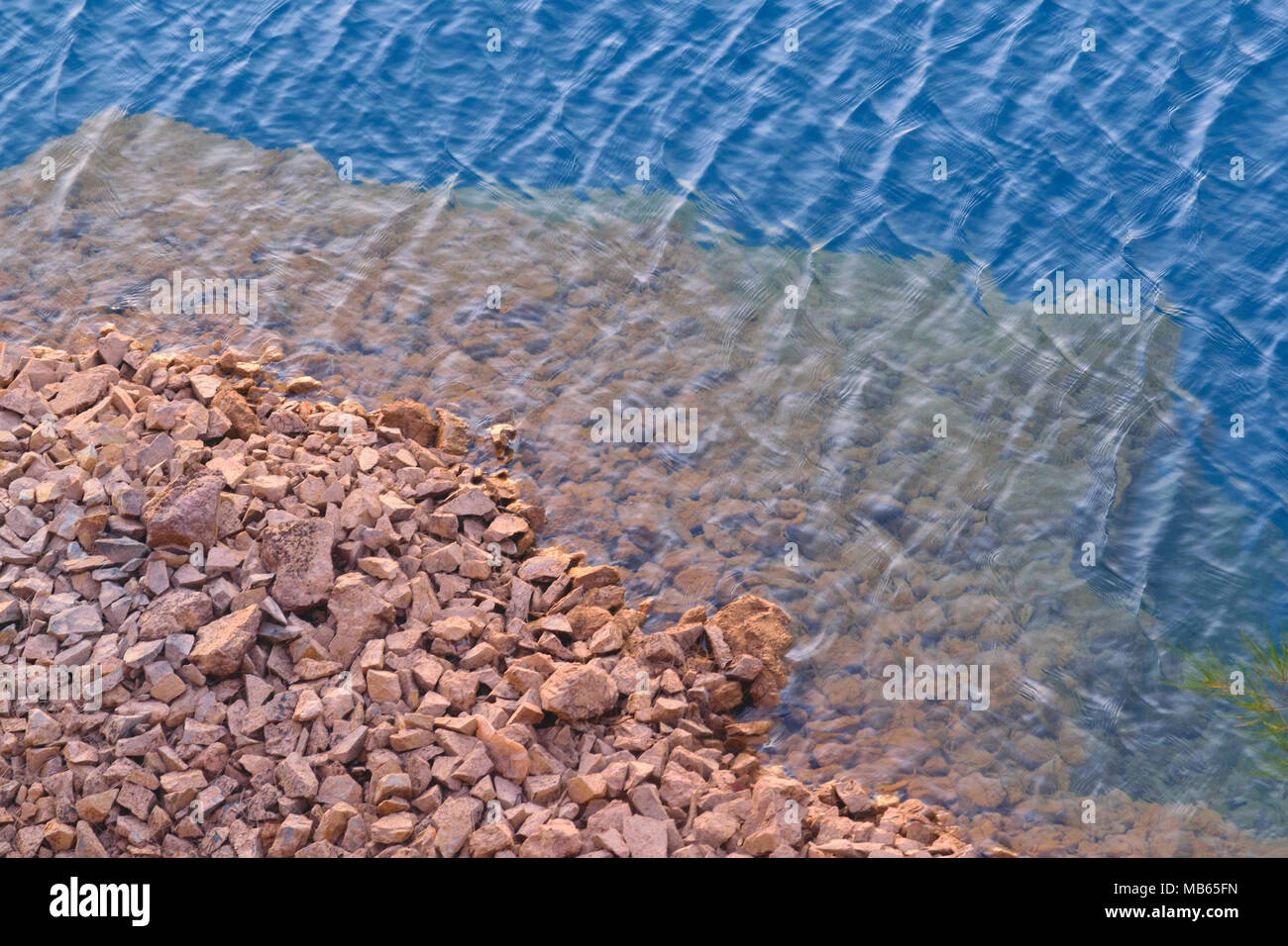 nature backgrounds fresh blue water color on the edge of rocky lake ...