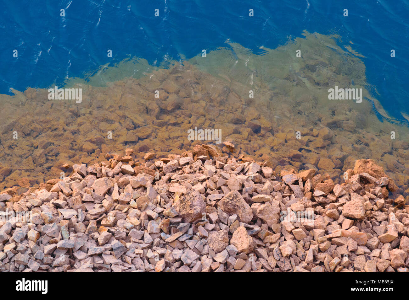 nature backgrounds fresh blue water color on the edge of rocky lake ...