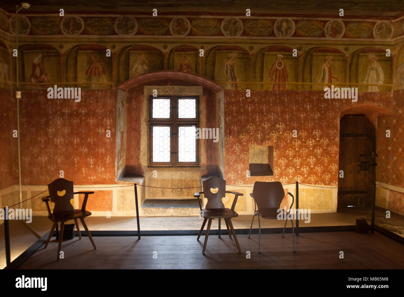 Frescoes in Castle Roncolo/Runkelstein Stock Photo - Alamy