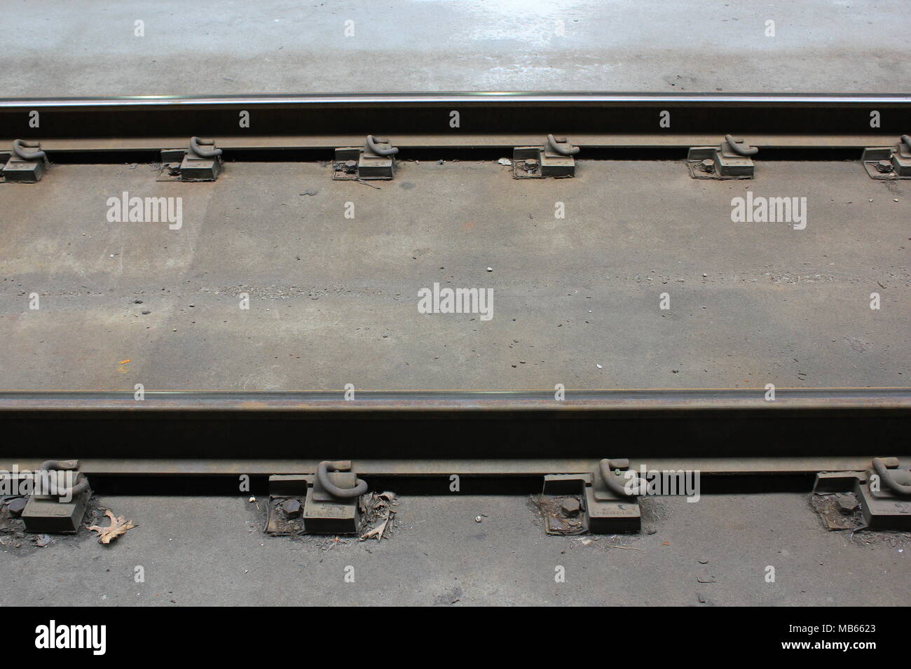 One set of steel train tracks laid at Chicago's downtown Northwestern ...