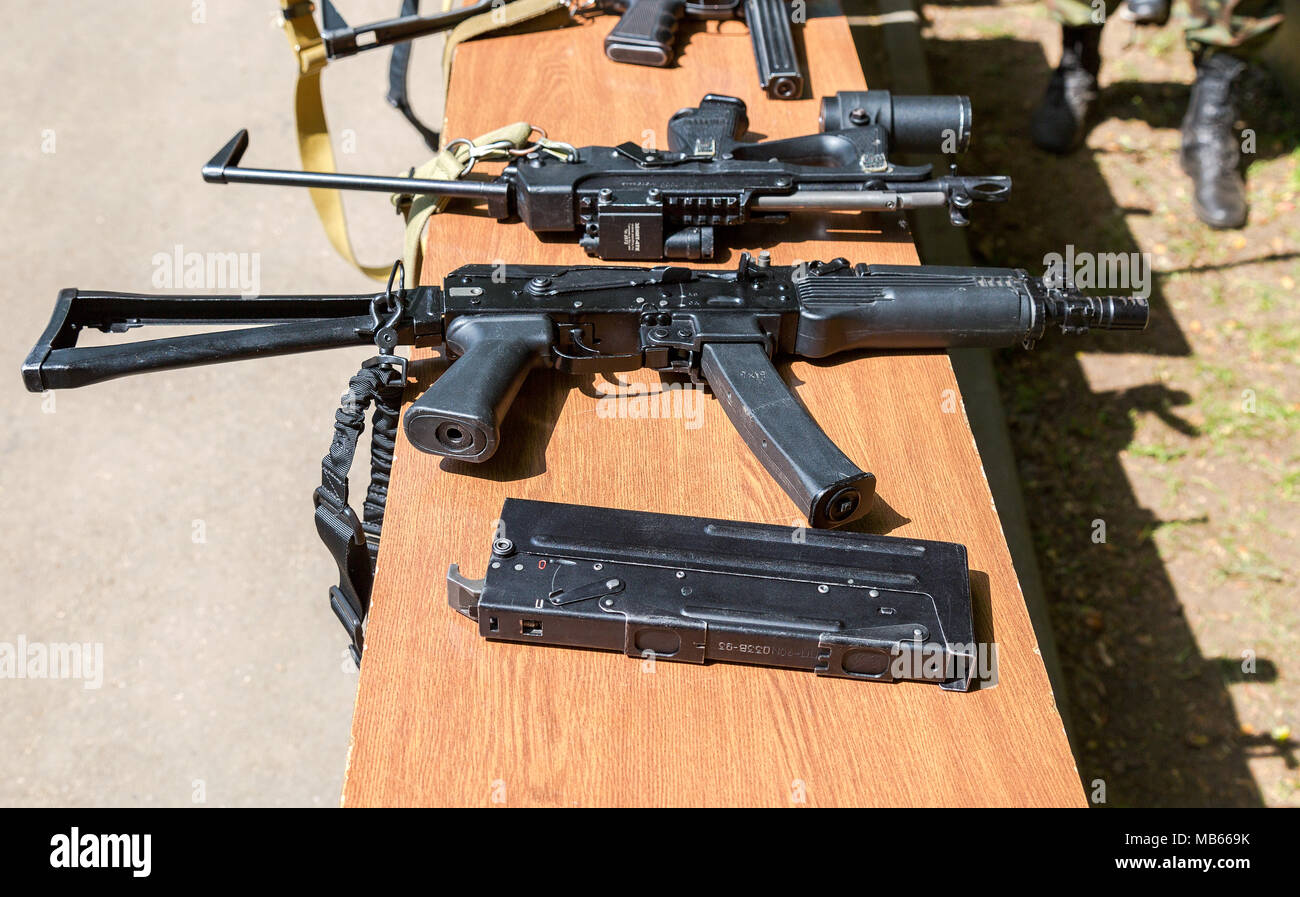 Samara, Russia - May 27, 2017: Russian firearms. Samples of Russian ...