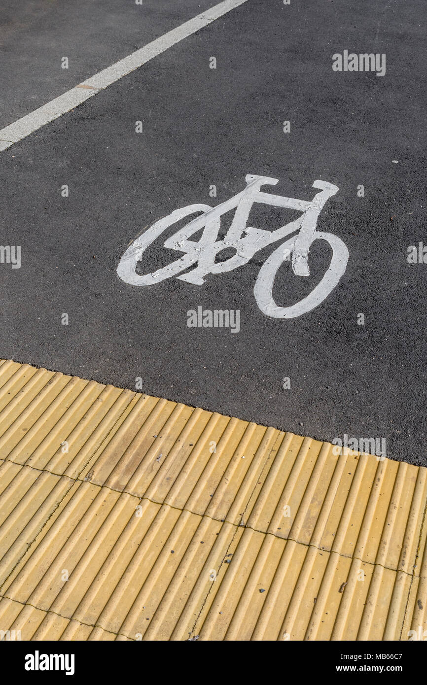 Bike lane / Cycle way marking in Bodmin, Cornwall. Cycling ...