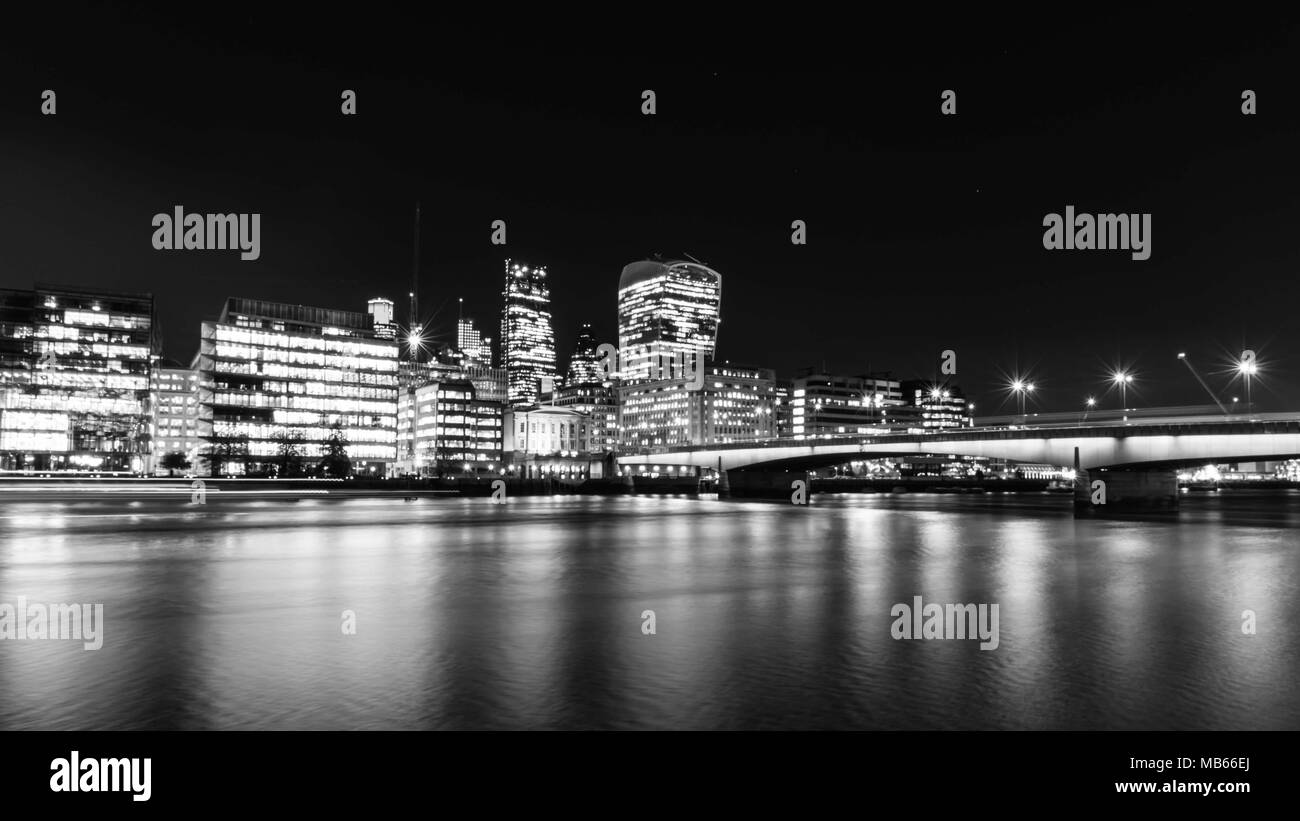 Tower bridge from the Thames bay at night Stock Photo - Alamy