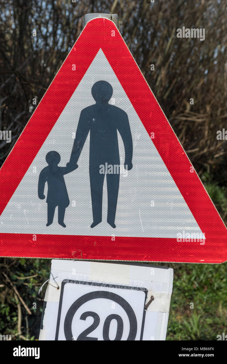 Adult Child Warning Road Sign Stock Photos & Adult Child Warning Road ...