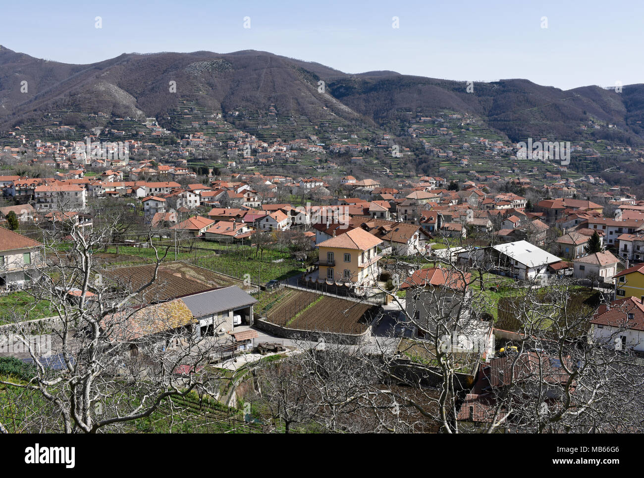 View of the villages comprising the region of Agerola in Campania, part ...