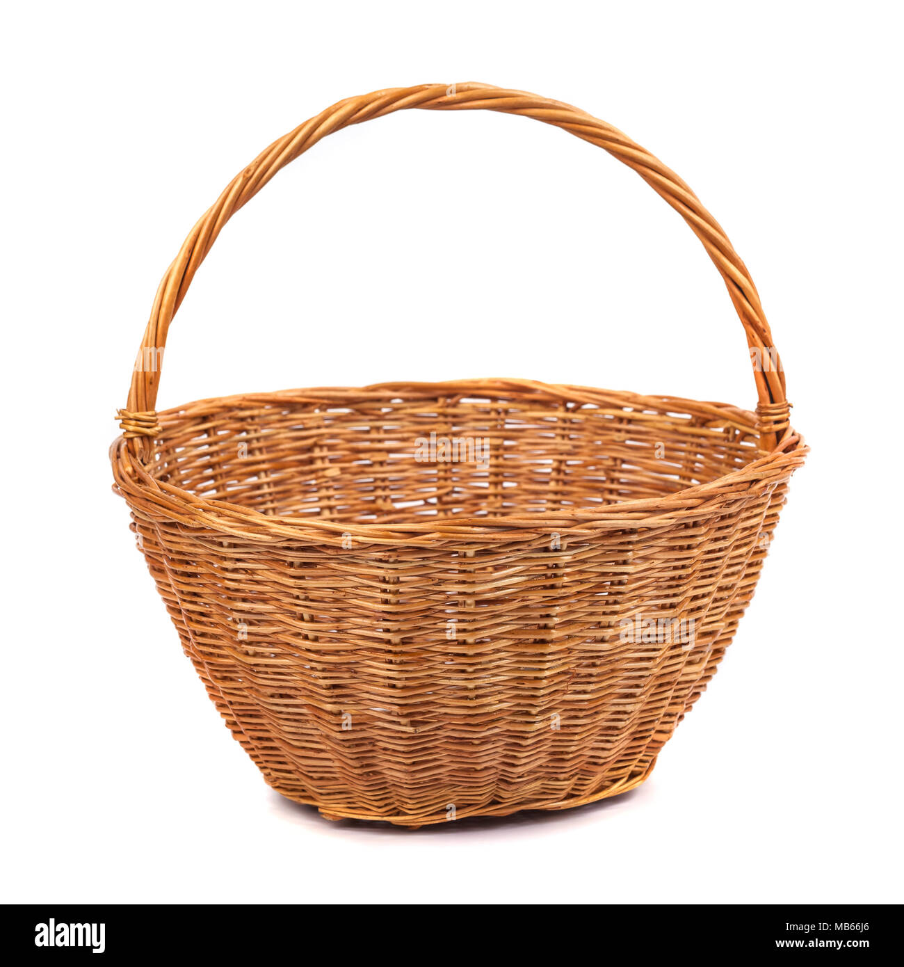Empty wicker basket for fruits and vegetables, isolated on white Stock ...