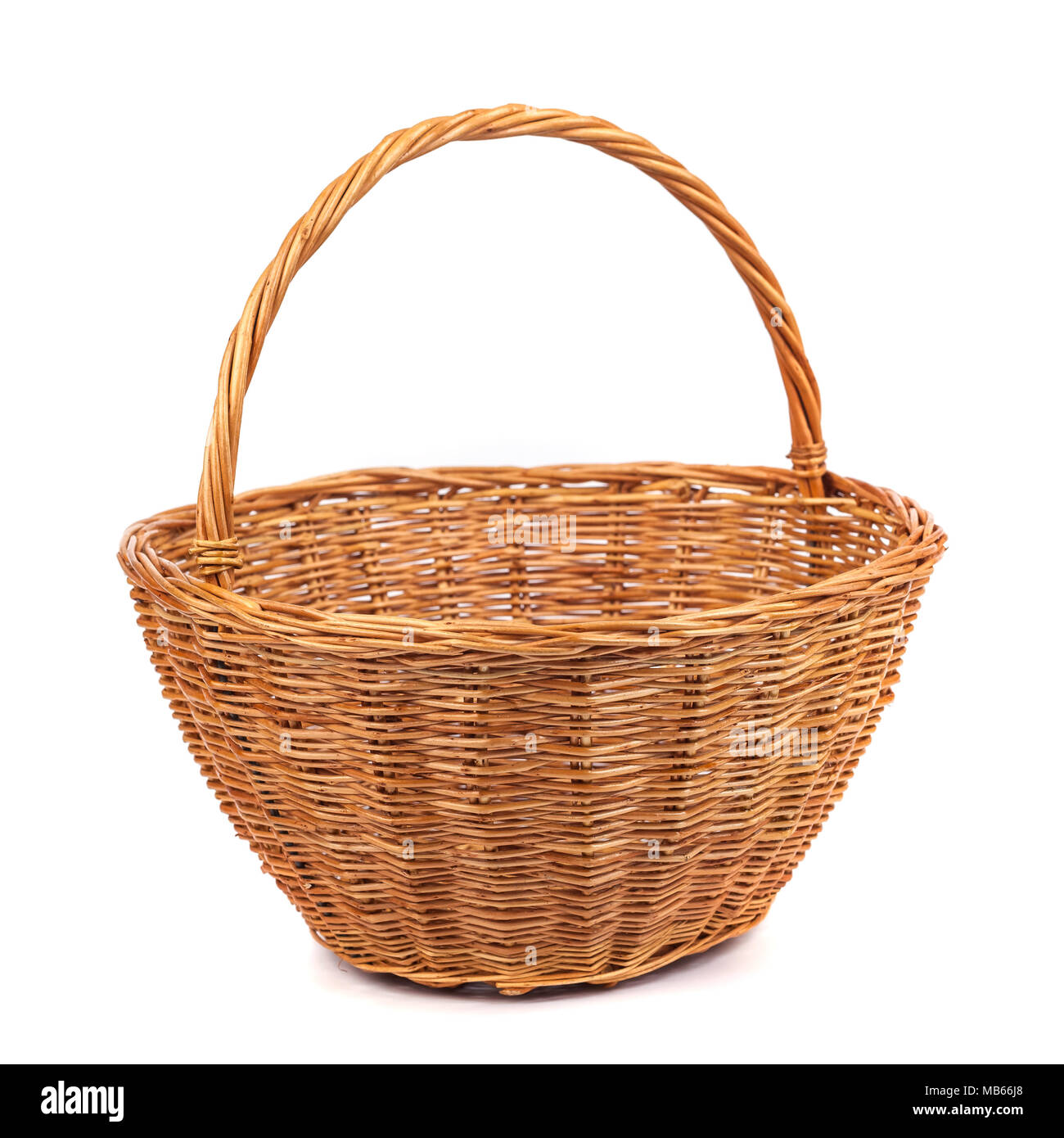 Empty wicker basket for fruits and vegetables, isolated on white Stock ...