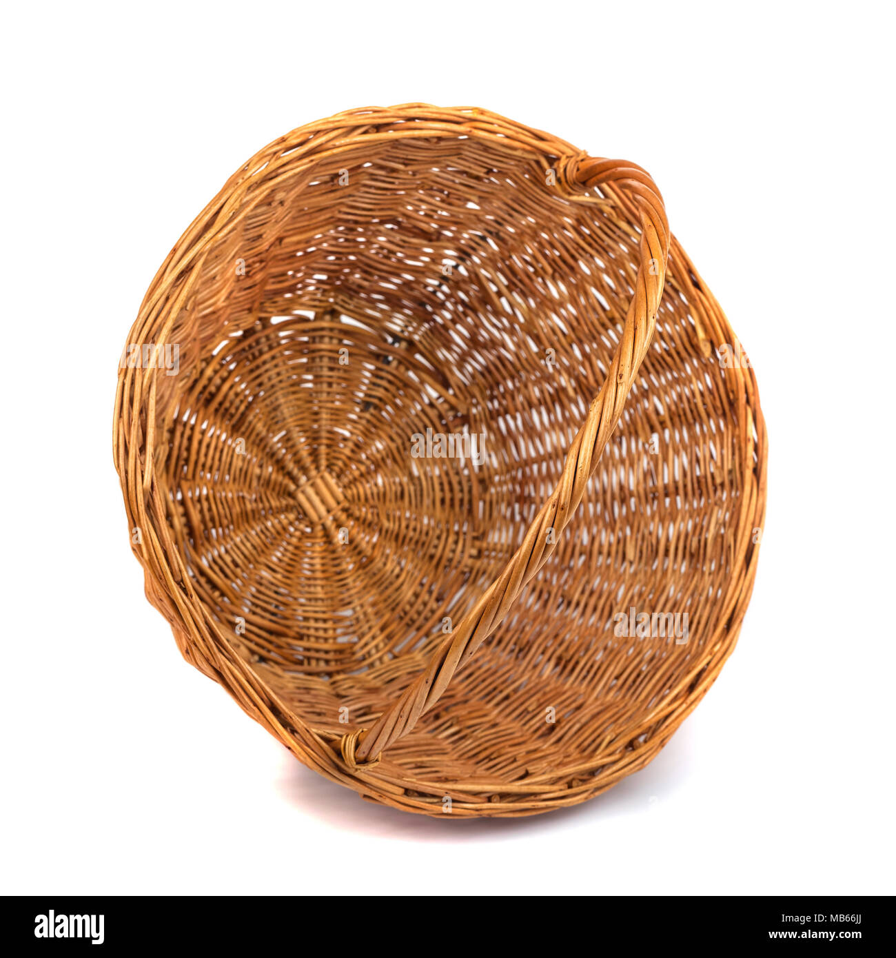 Empty wicker basket for fruits and vegetables, isolated on white Stock ...