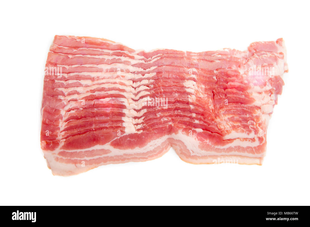 Raw American Style Bacon on a White Background Stock Photo - Alamy