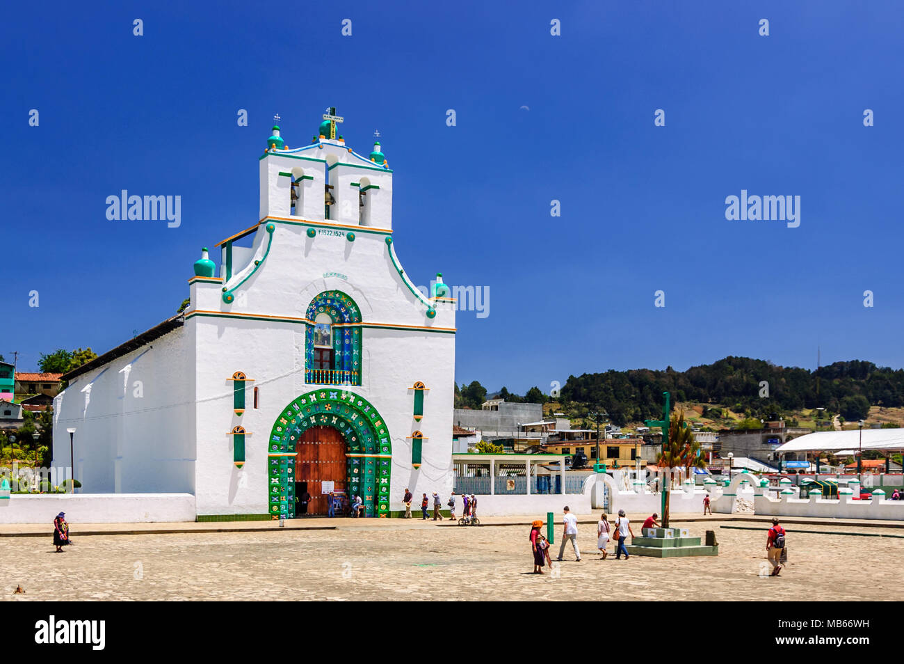Chamula, Mexico - March 25, 2015: Ornate exterior of Templo de San Juan ...