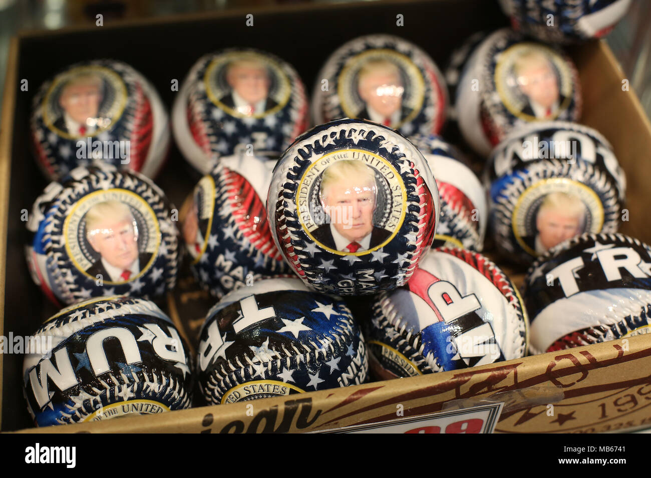 President Trump's face pictured on baseballs Stock Photo - Alamy