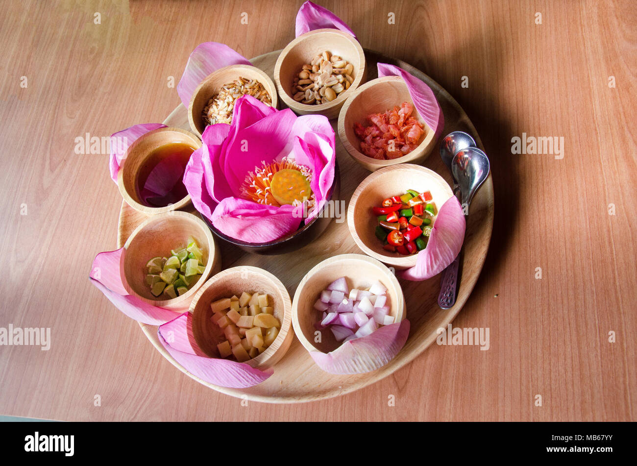 Miang kham traditional snack from Thailand or food wrapped in purple ...