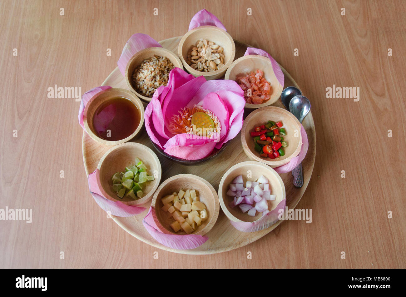 Miang kham traditional snack from Thailand or food wrapped in purple ...