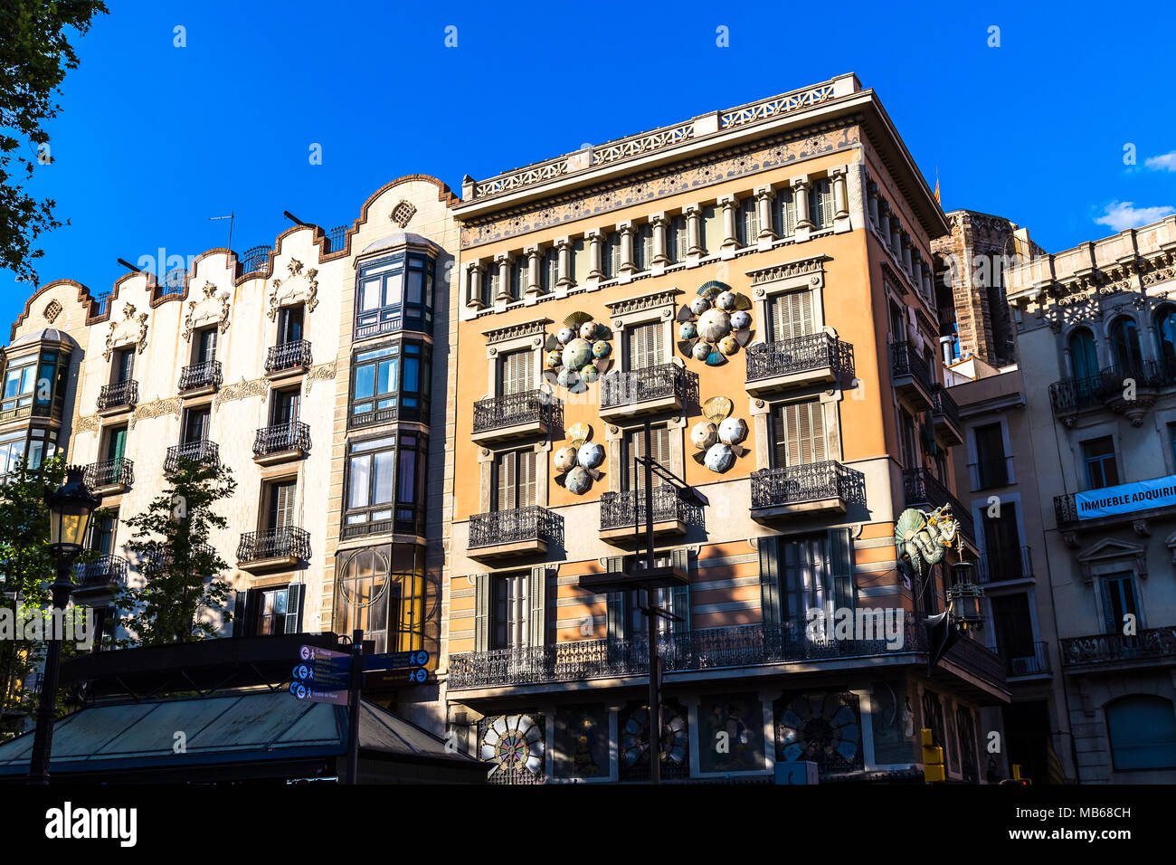 Facades of buildings of interesting architecture in the city of ...