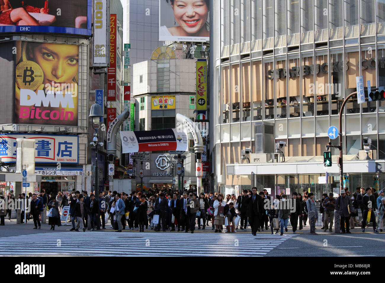 That notorious Shibuya crossing at daytime. Crowded, packed, and ...