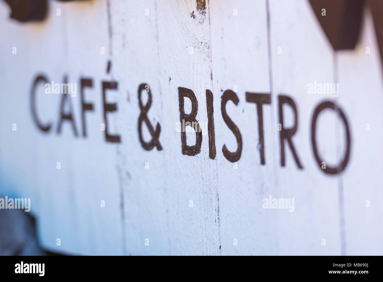Close up on Cafe Bistro street sign, hospitality concept Stock Photo ...