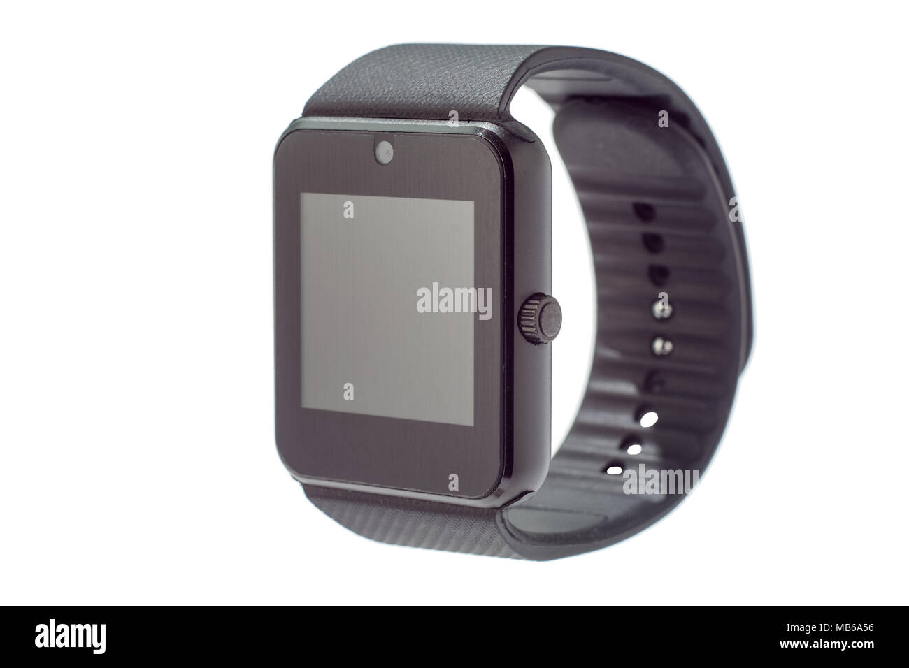 black Wireless Smart Watch with blank screen isolated on white ...