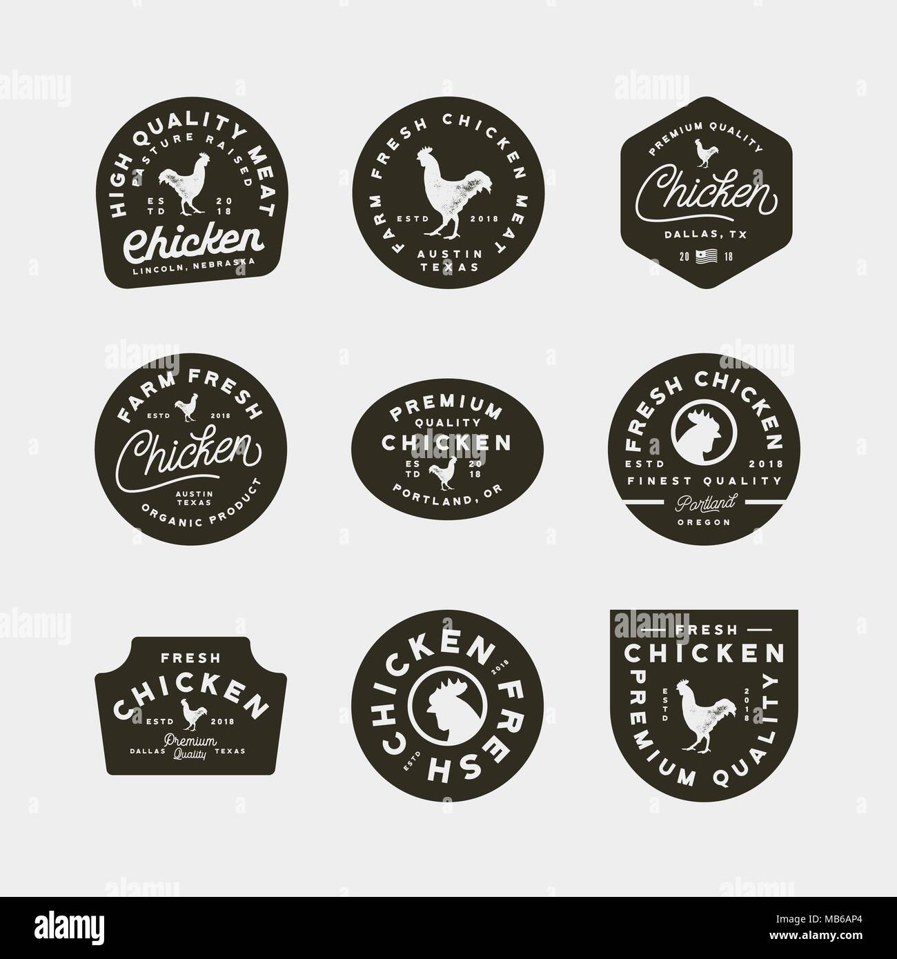 set of premium fresh chicken meat labels. vector illustration Stock ...