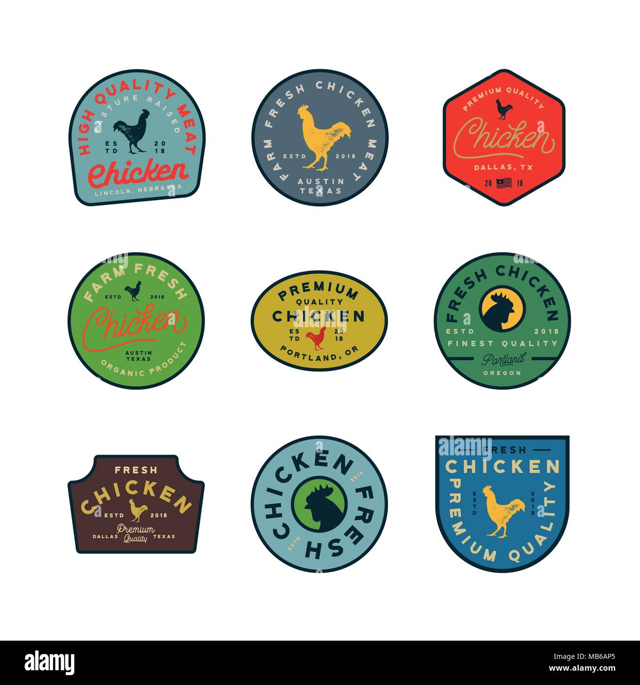 set of premium fresh chicken meat labels. vector illustration Stock ...