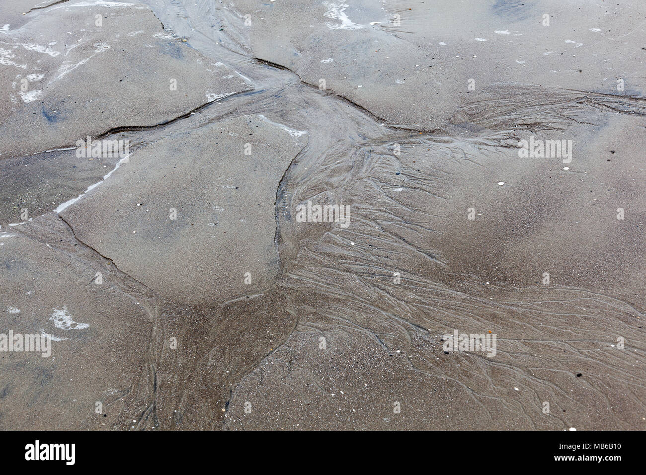 Textures and reliefs formed by water on beach sand Stock Photo - Alamy