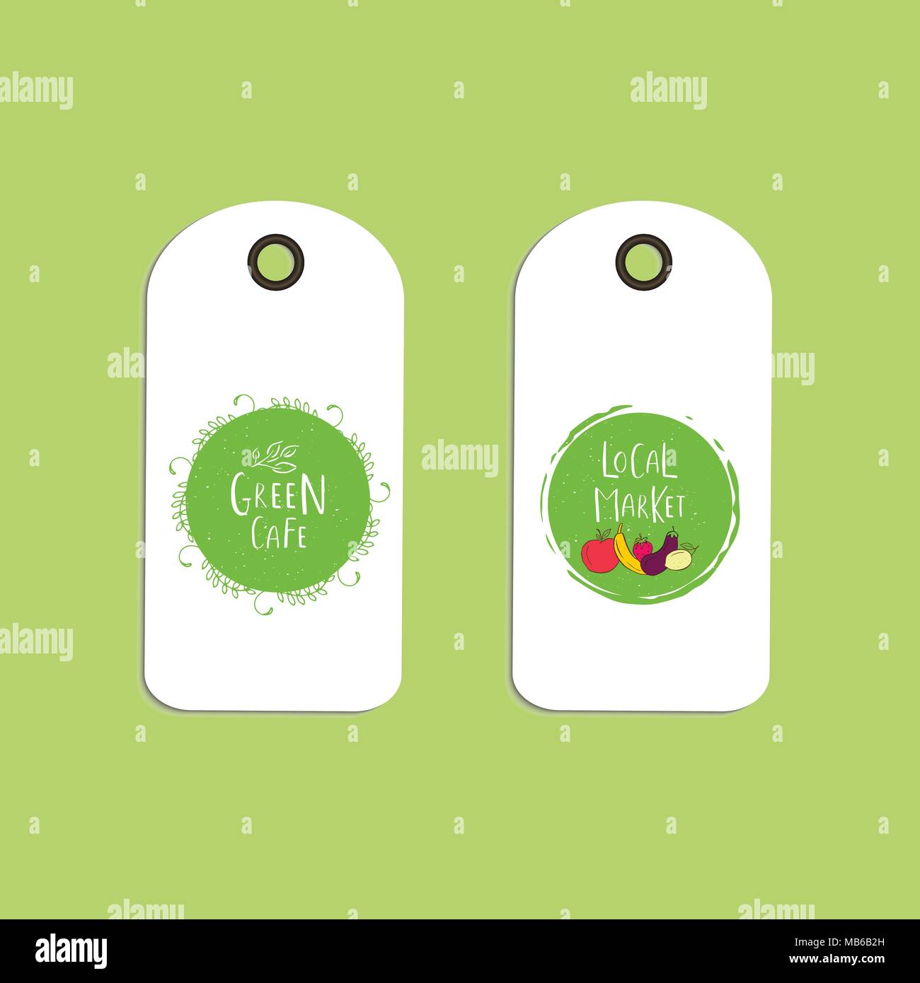 Set of Vector eco badge or tag, bio green logo. Vegan sign for cafe ...
