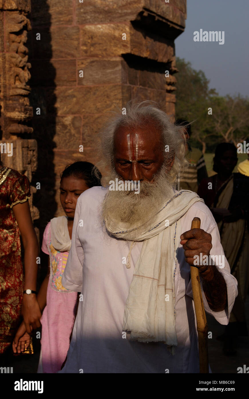 A spiritual old man entered into a temple for worship the hindu god in ...