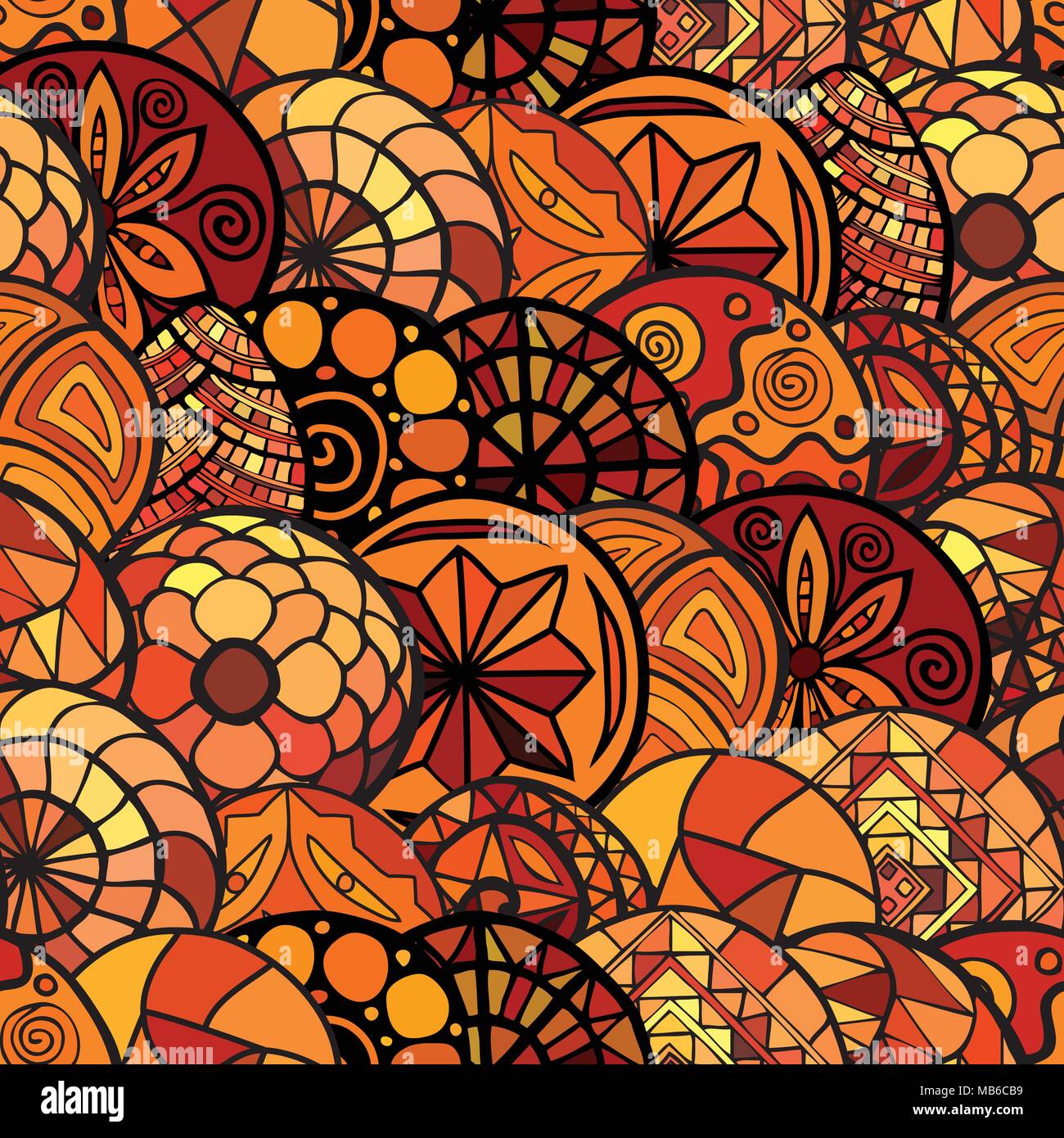 hand drawn vector ethnic seamless pattern in warm colors Stock Vector ...