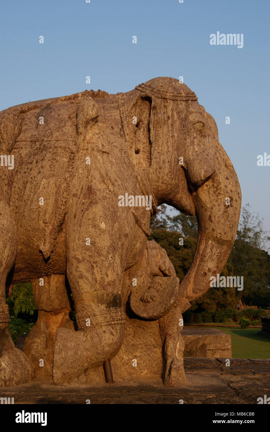 Ancient Indian elephant statue and sculptures in Konark sun temple of ...