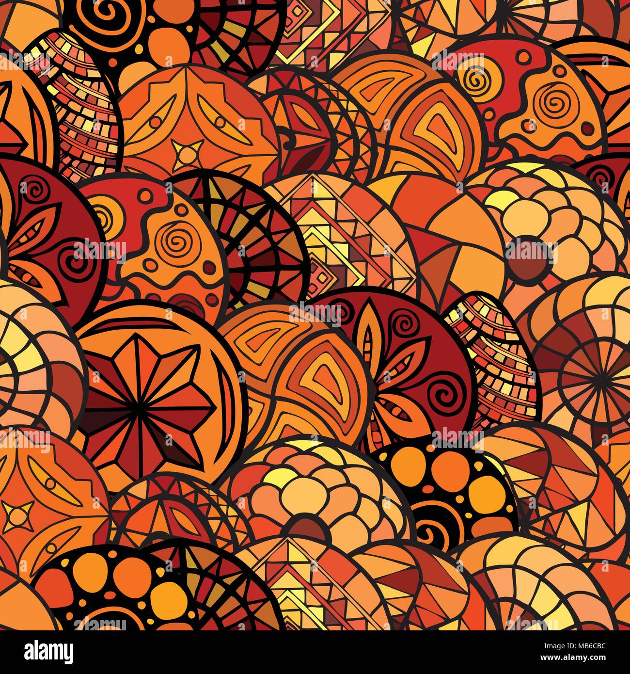 hand drawn vector ethnic seamless pattern in warm colors Stock Vector ...