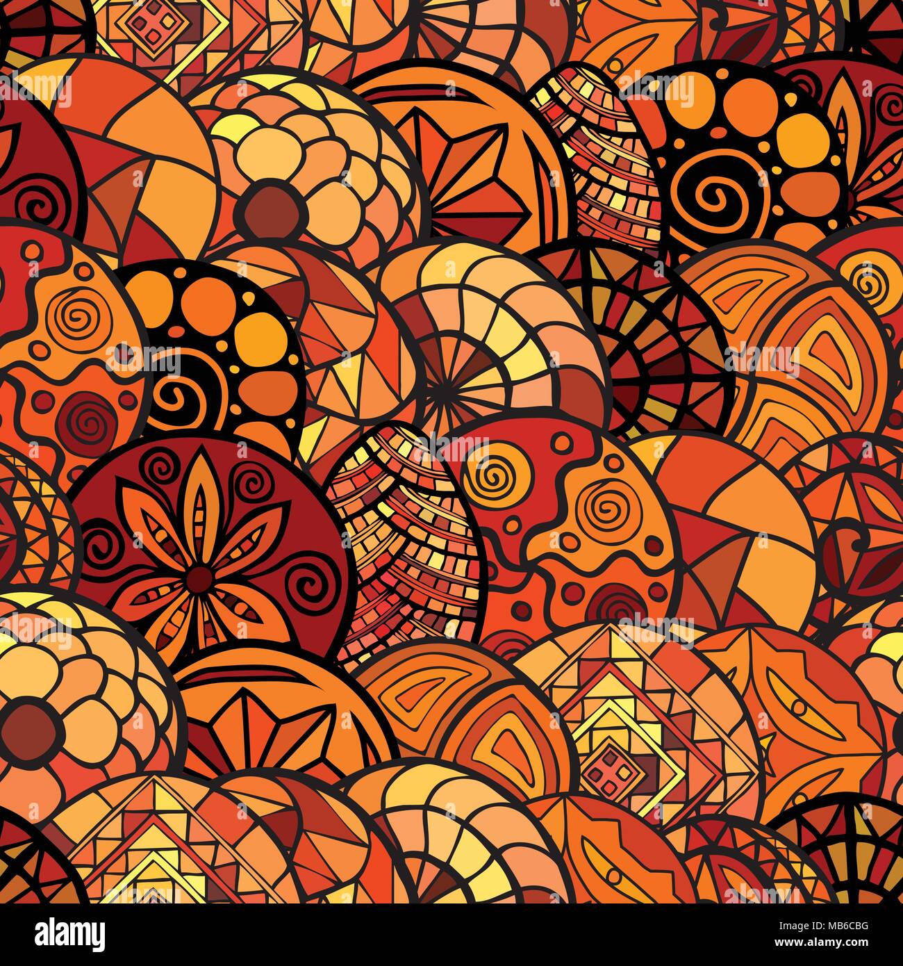 hand drawn vector ethnic seamless pattern in warm colors Stock Vector ...